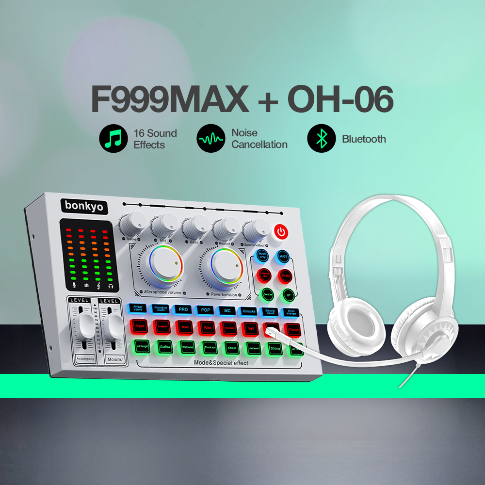 Jual Bonkyo soundcard F999MAX Headset sound card set singing live ...