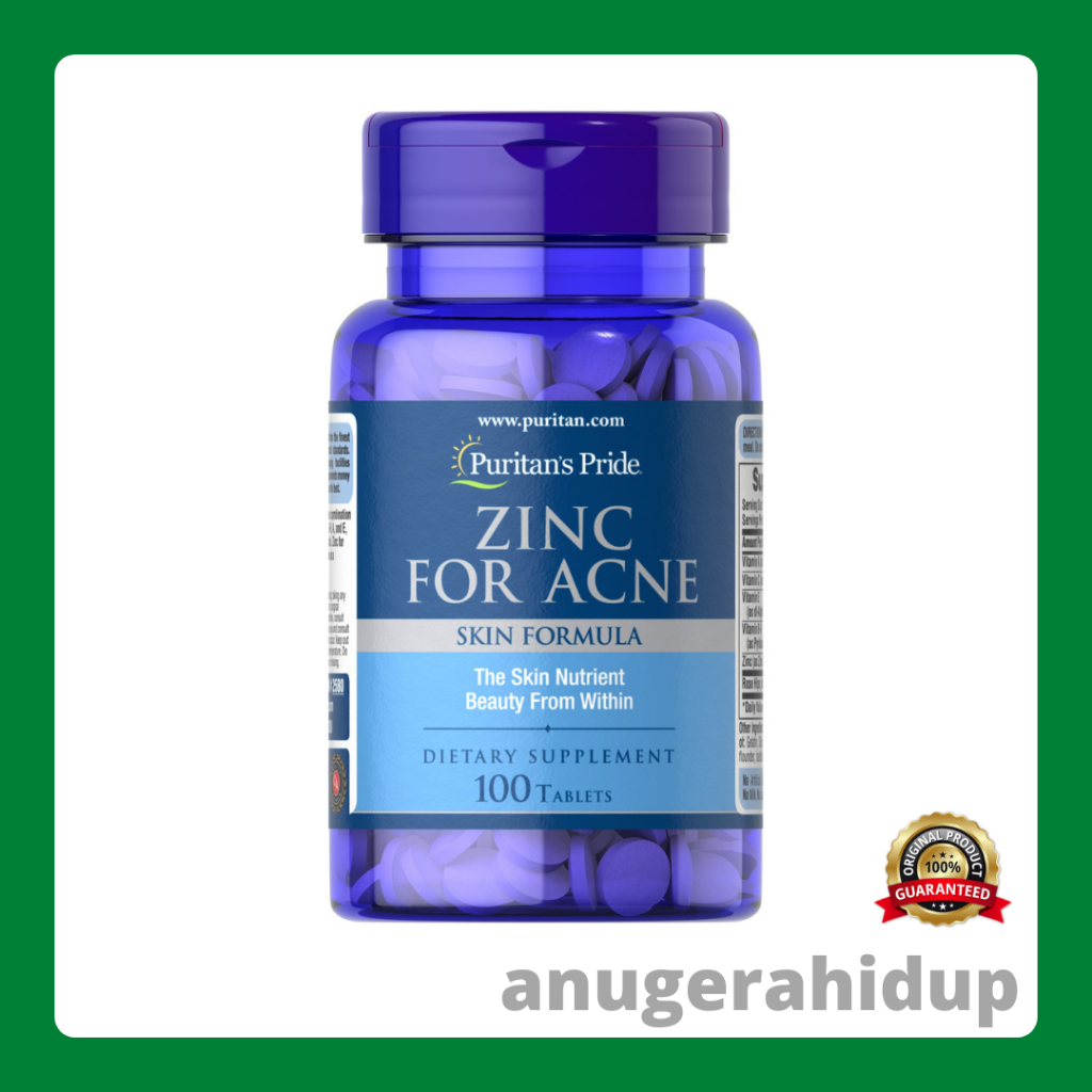 Jual Zinc for Acne 100 tablet Puritan Pride khusus untuk Jerawat ...