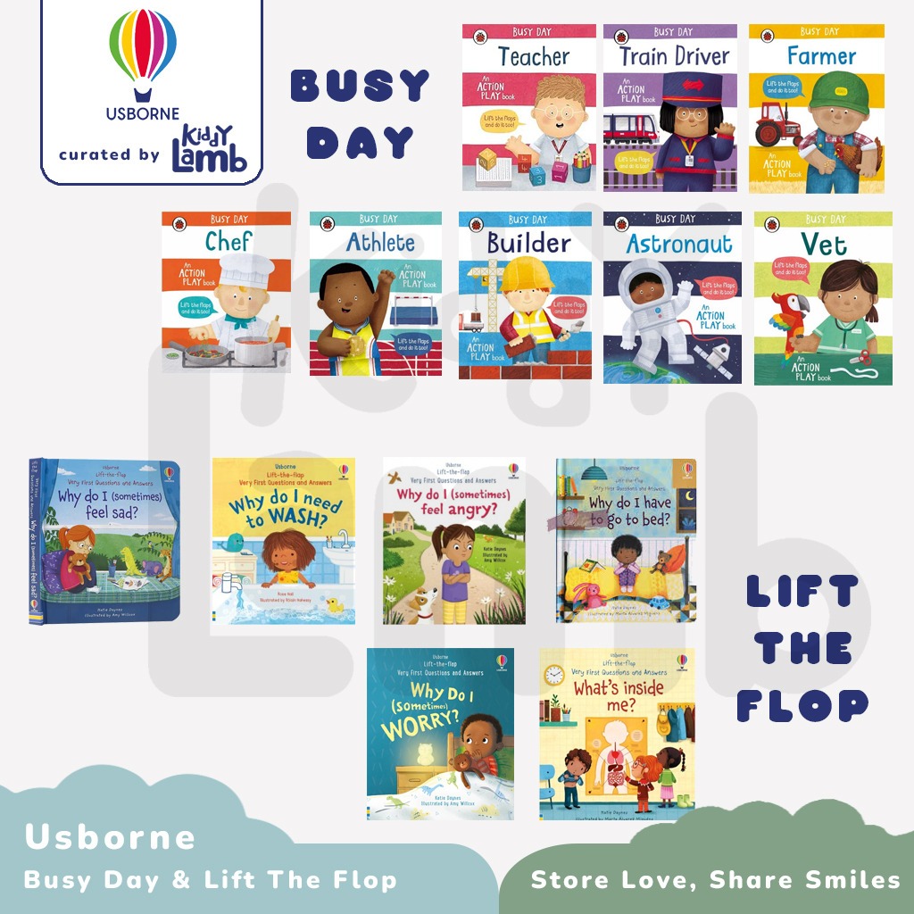 Jual Usborne Lift the Flap & Lady Bird Busy Day Board Book Series ...