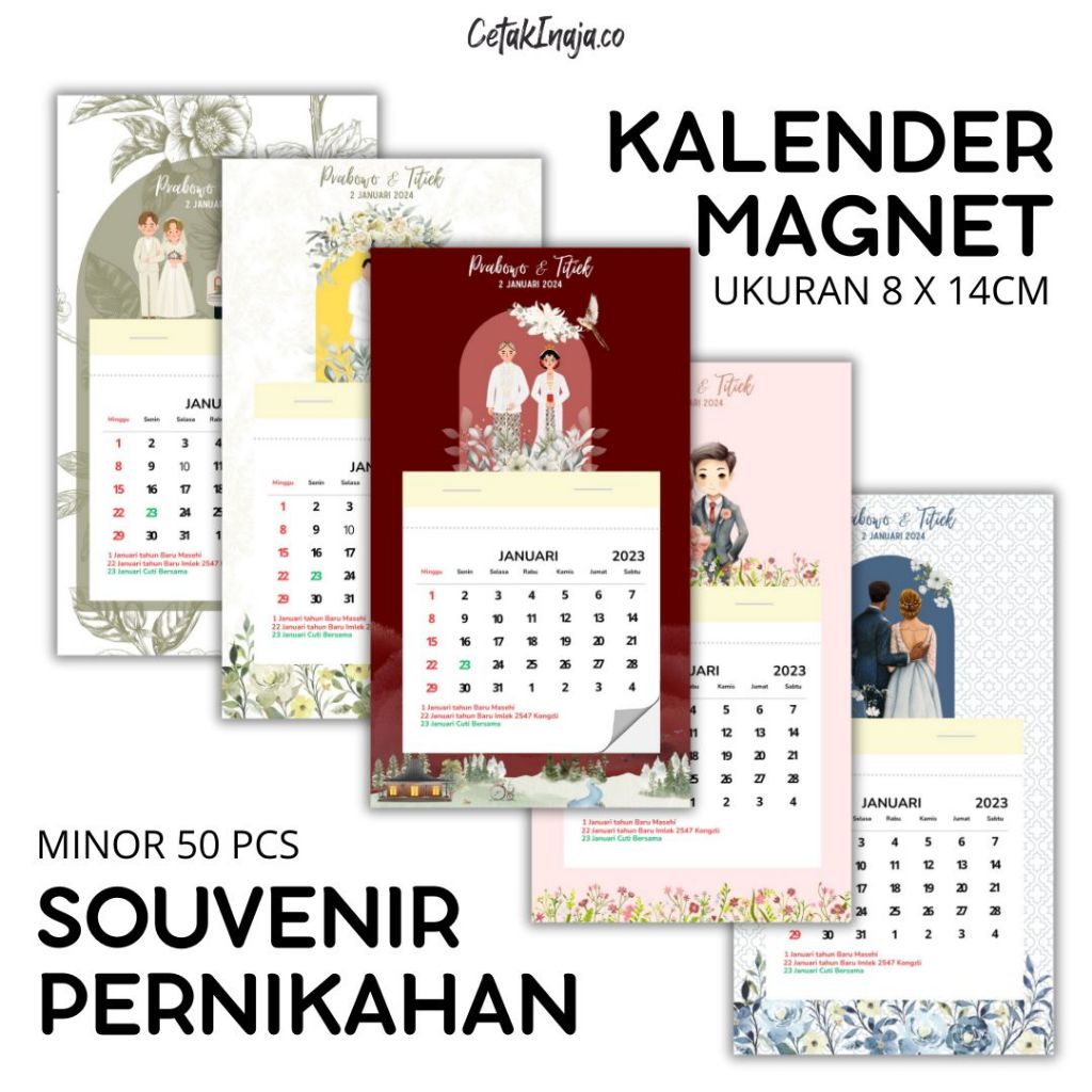 Jual Kalender Tempel Magnet Murah Custom Nama Souvenir Pernikahan Unik ...
