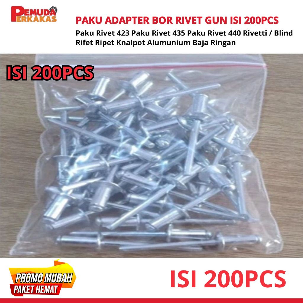Jual Paku Rivet Rivetti 435 Size 3.2mm x 7mm isi 200 Pcs / Paku Rivet ...