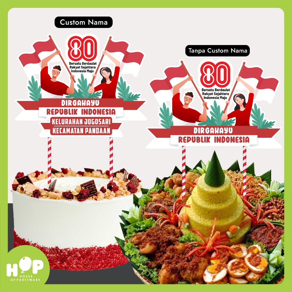 Jual Topper Tumpeng Cake Bendera 17 AGUSTUS Hiasan HUT RI / DIRGAHAYU ...