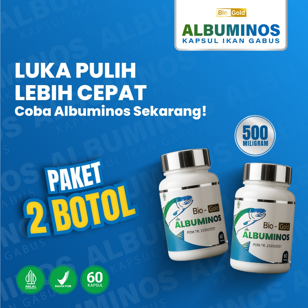Jual Albuminos Paket 2 Botol Kapsul Ekstrak Ikan Gabus Kutuk Channa Striata Bantu Luka Pasca ...