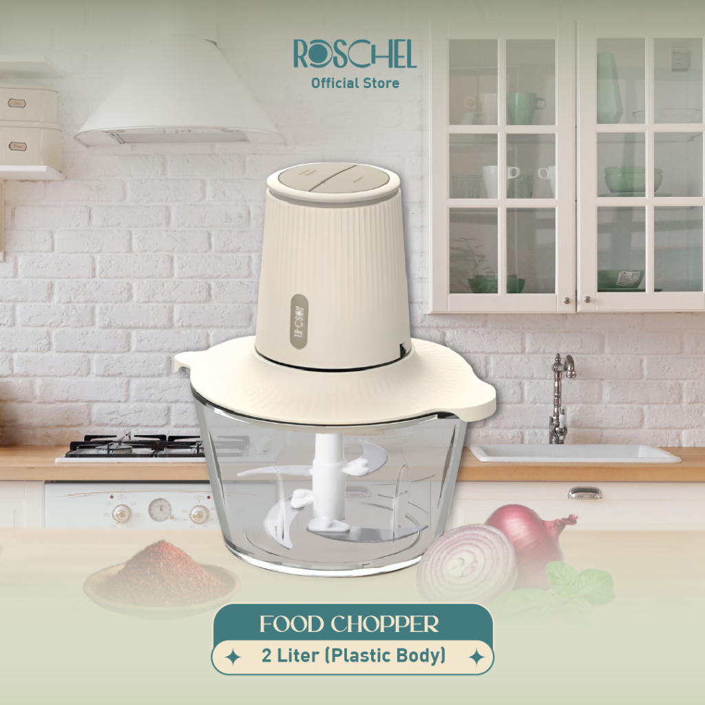 Jual Roschel Food Chopper Kaca 2L 300W Beige Hemat Listrik 2-Speed With ...