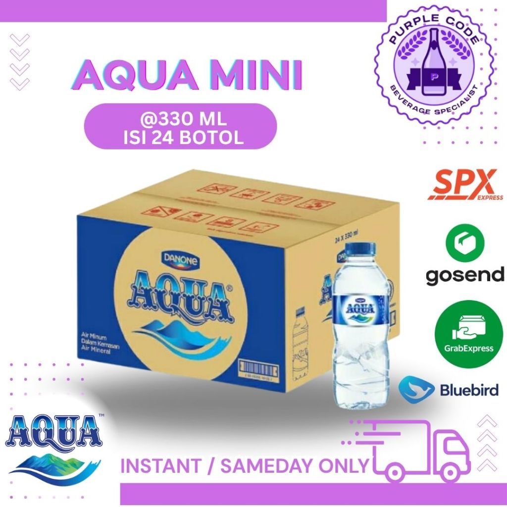 Jual (INSTANT) AQUA 330 ML BOTOL MINI Dus Isi 24 BOTOL Per Karton ...
