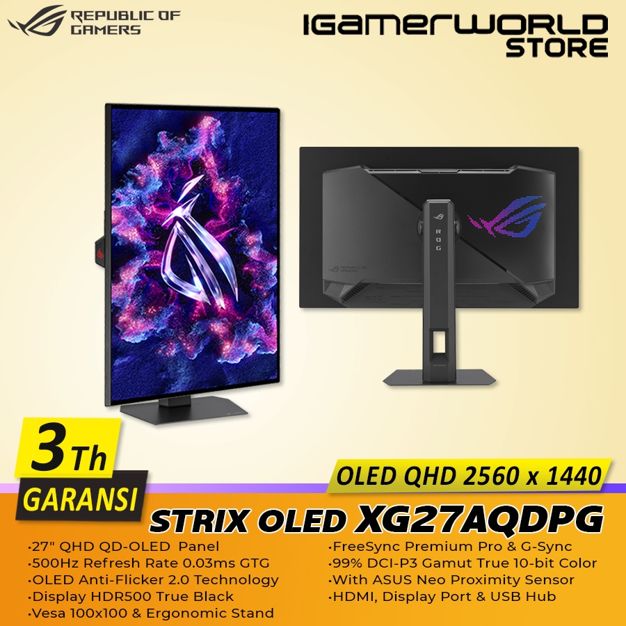 Jual ASUS ROG Strix OLED XG27AQDPG 27 inch 2K QHD 500Hz 0.03ms OLED ...