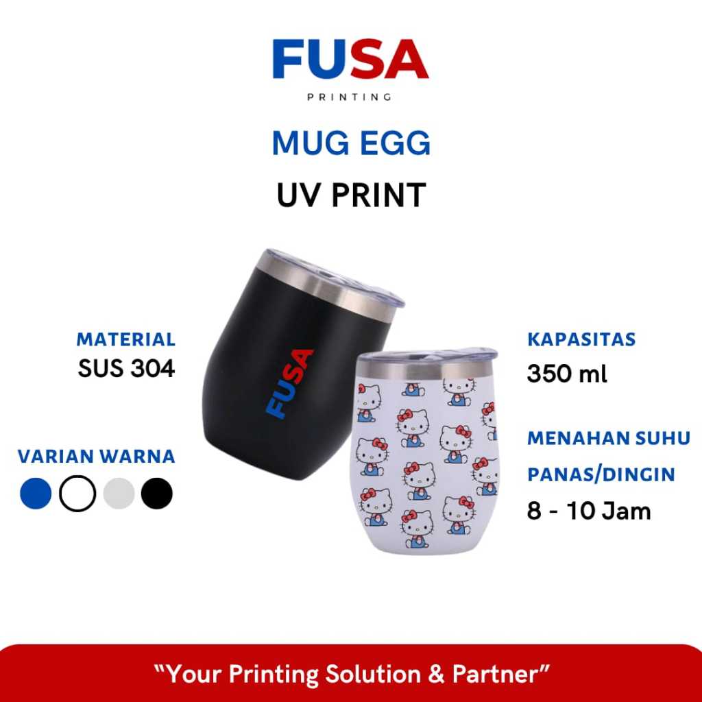 Jual FUSA Mug Tumbler Custom Egg 350ml UV Print Logo Karakter Souvenir ...