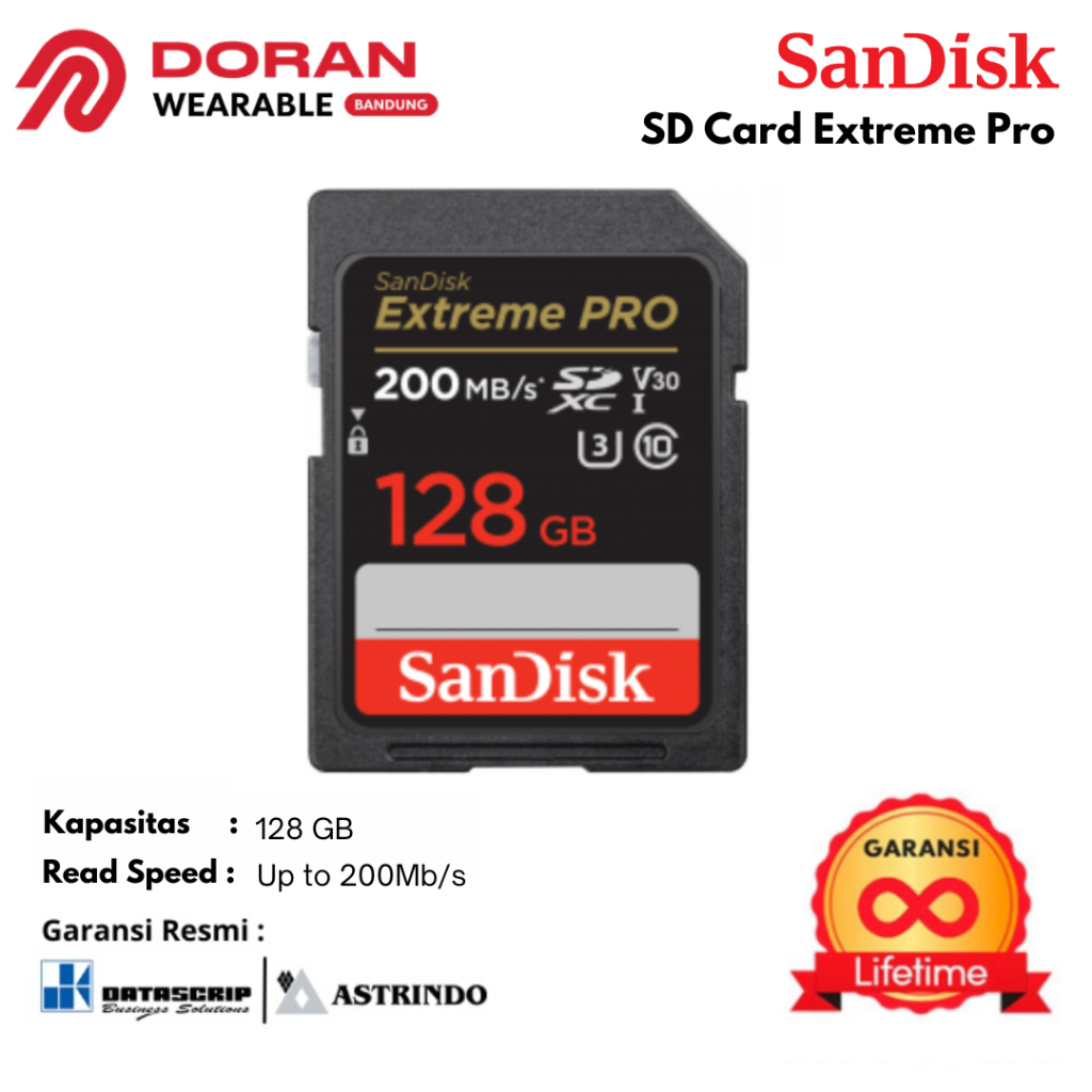 Jual Sandisk SD Card 128GB 200Mbps Extreme Pro - Garansi Seumur Hidup ...