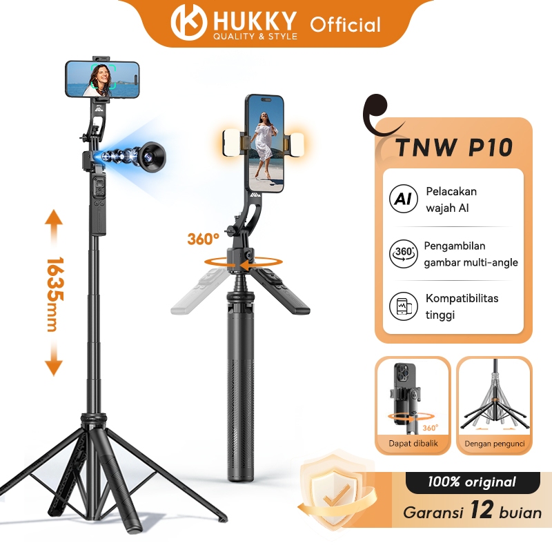 Jual TNW P10 Tongsis Tripod Bluetooth Selfie Stick AI 360° Auto Face ...