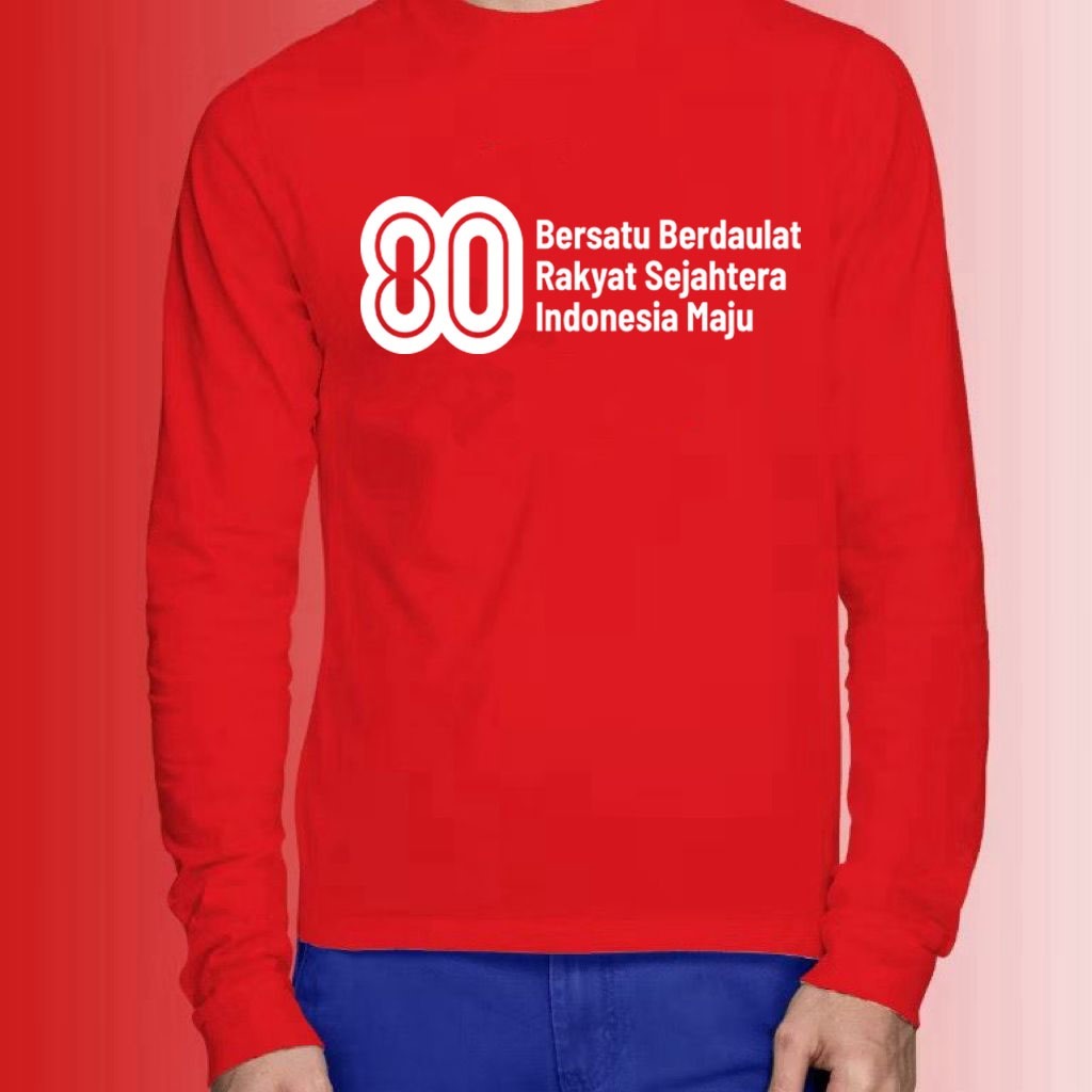 Jual KAOS LENGAN PANJANG UNISEX HUT RI 80 KAOS PRIA DAN WANITA LOGO HUT RI 80 DIRGAHAYU SABLON ...