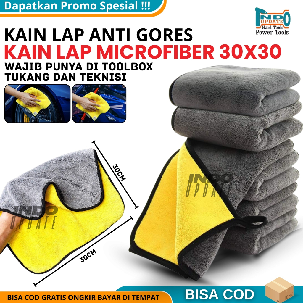 Jual Kain Lap Microfiber 2 Sisi Serbaguna 30x30cm Kain Lap Kain ...