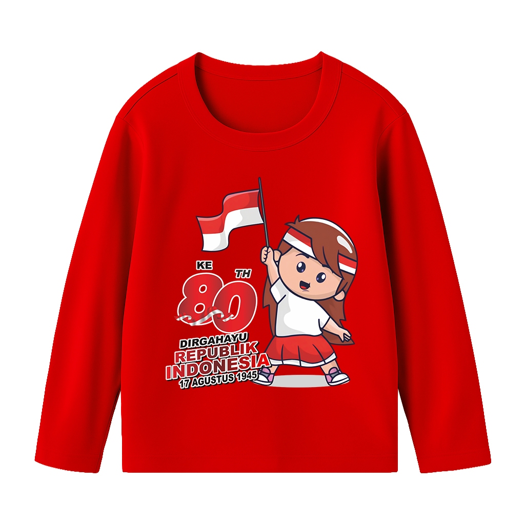 Jual KAOS ATASAN OBLONG ANAK PEREMPUAN LENGAN PANJANG HUT RI KE-80 17 AGUSTUS PJG01184 | Shopee ...