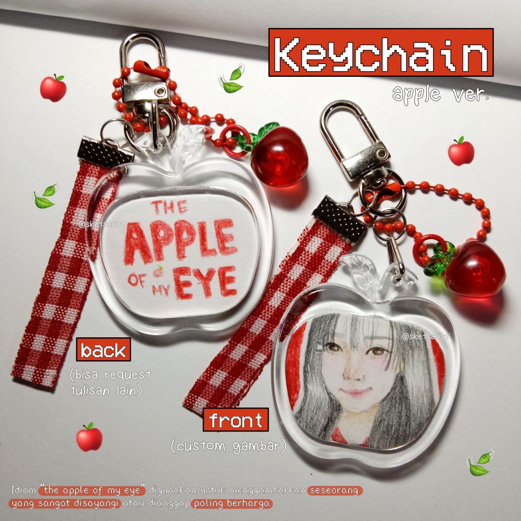 Jual [Custom] Apple Keychain Custom Gambar Sketsa Berwarna Manual Ganci ...