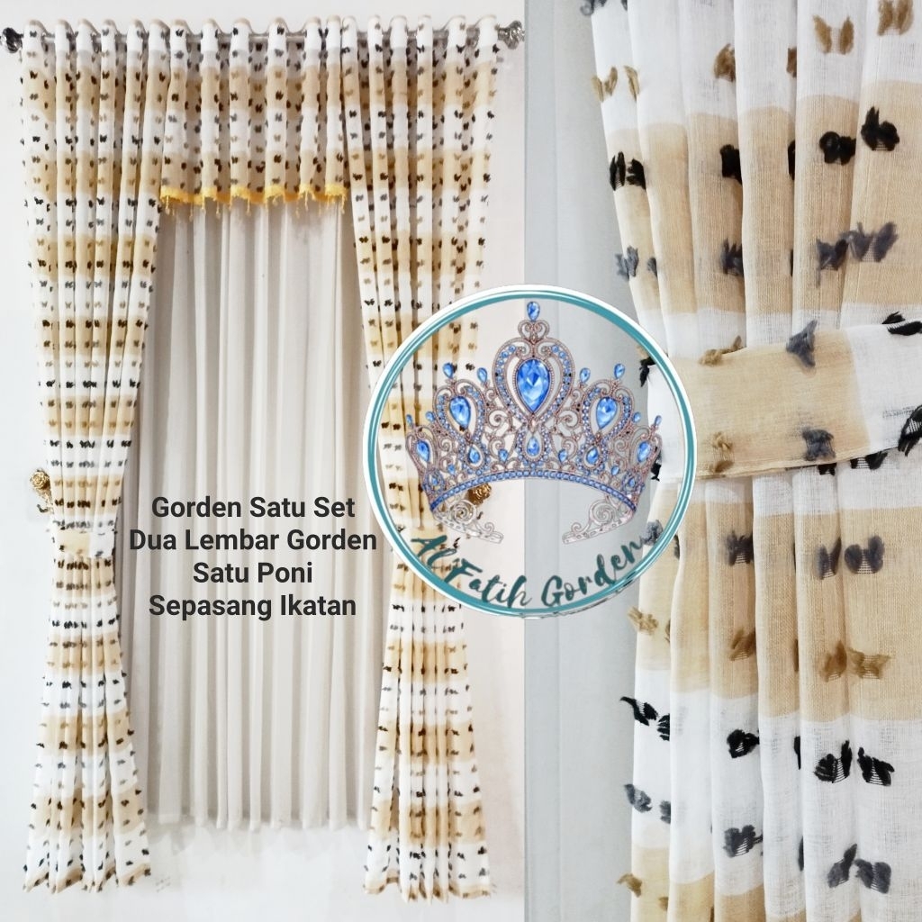 Jual Gorden Satu Set Lengkap Dengan Poni Atas Pintu Ruang Tamu Gold ...