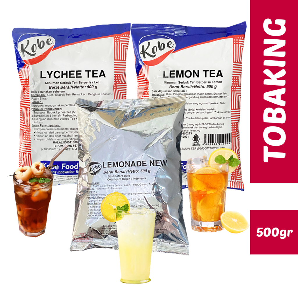 Jual Kobe Tea Powder Bubuk Lemon Tea Lychee Lemonade Halal 500 gram ...