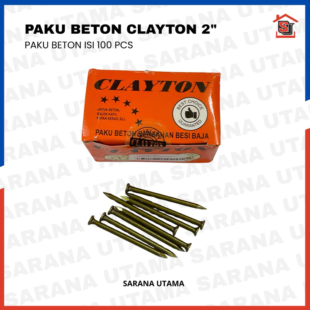 Jual Paku Beton Clayton 2 Inch – Isi 100 pcs / Paku Besi Baja untuk ...