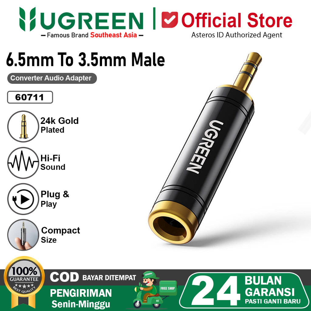 Jual UGREEN Converter Audio Jack 6.5mm Female To 3.5mm Male Adapter 60711 | Shopee Indonesia
