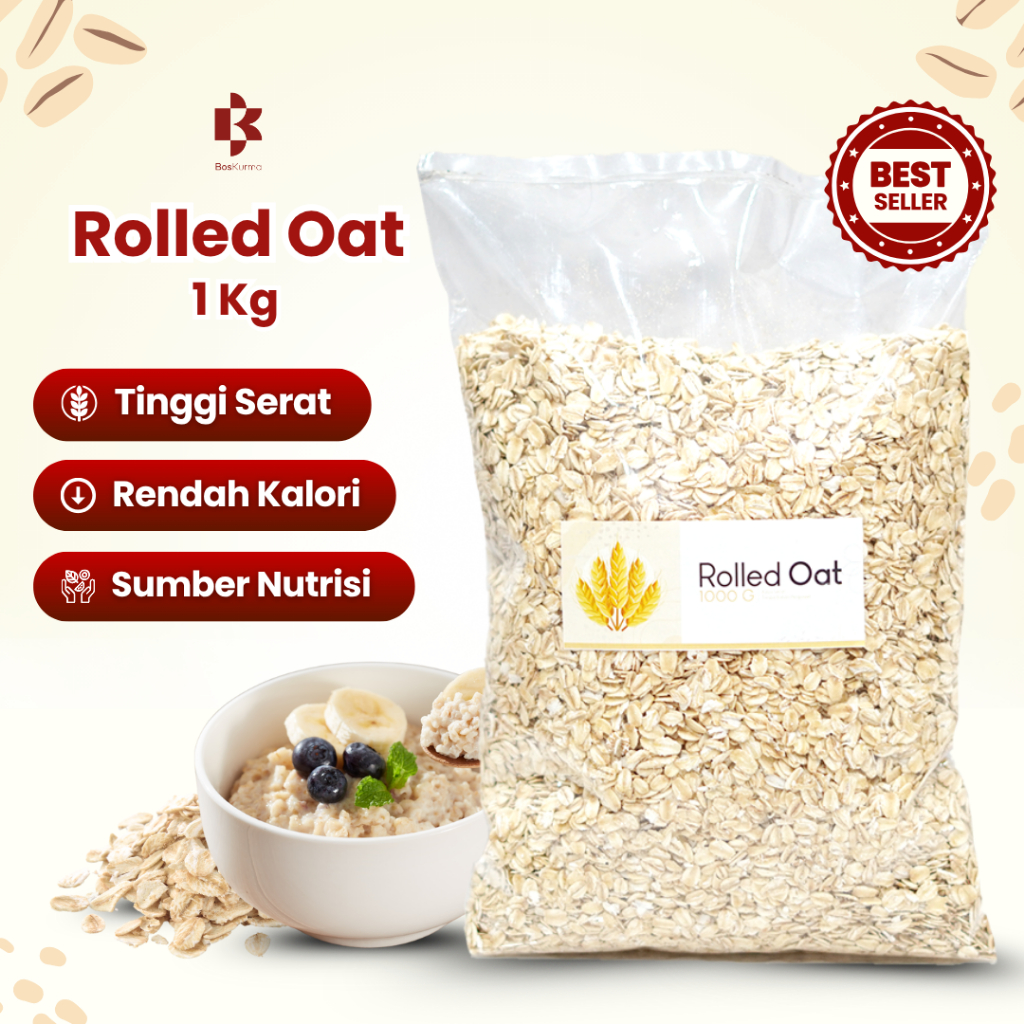 Jual Rolled Oat 1 Kg - Oatmeal Gandum Utuh Premium Original Sarapan ...