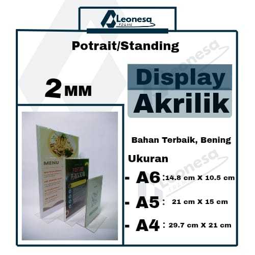 Jual Tempat Brosur Display Menu Standing Akrilik Acrylic Potrait Ukuran ...