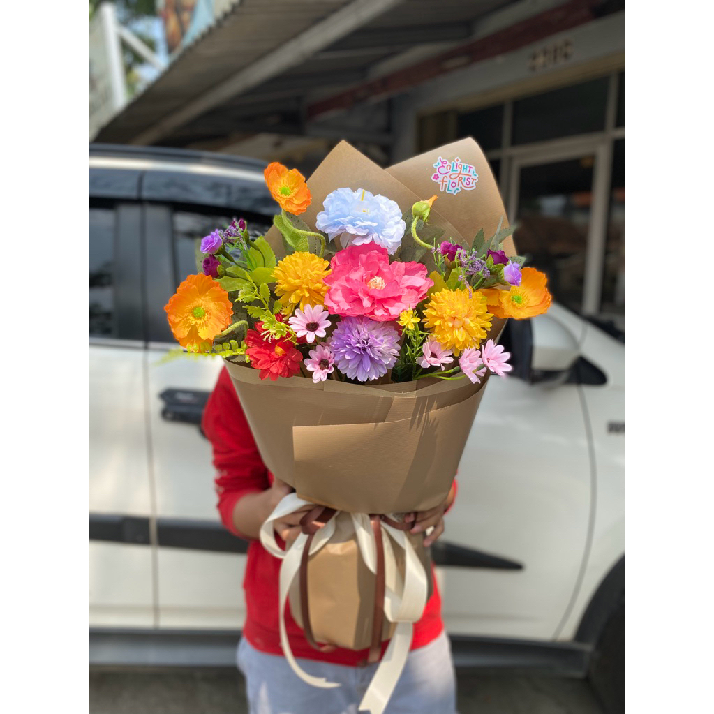 Jual Buket Bunga Artificial size Medium Model Simple | Shopee Indonesia