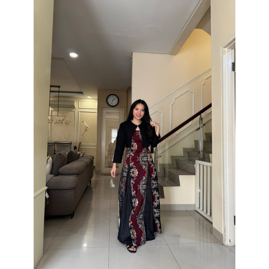 Jual HERFIT Mikayla one set dress batik + blazer panjang | Shopee Indonesia