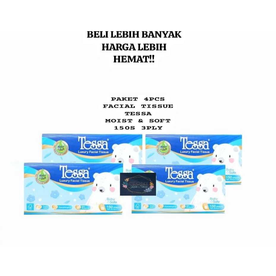 Jual 4 PCS TESSA BABY SAFE TISSUE TP-10 Moist & Soft Luxury Facial Tisu ...