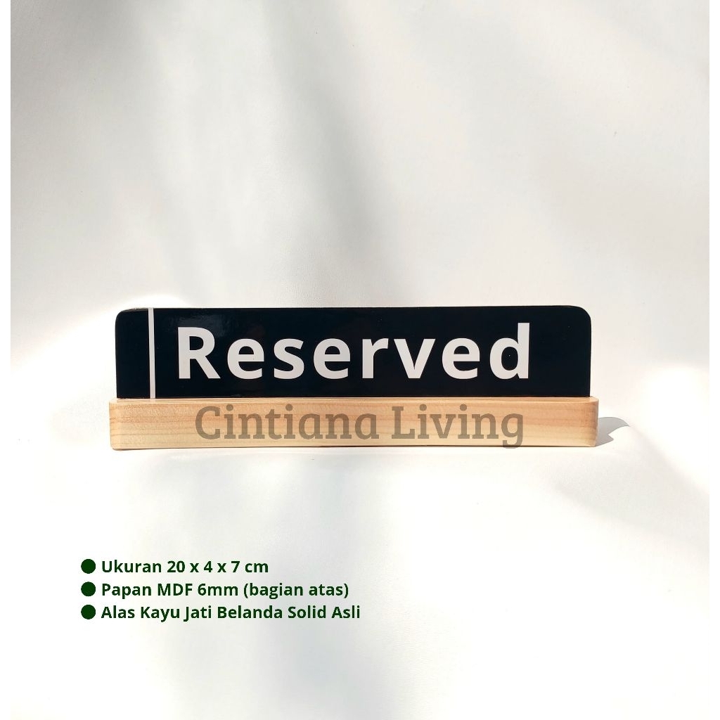 Jual Sign Reserved - Papan Tanda Meja reserved - desk design ...