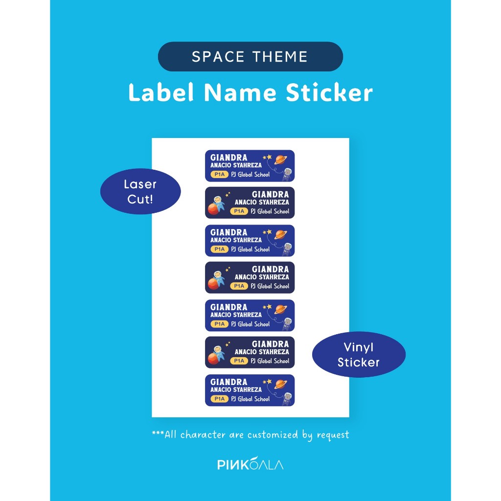 Jual Label Nama Sticker Vinyl SPACE THEME FOR BOYS - Lasercut | Shopee ...