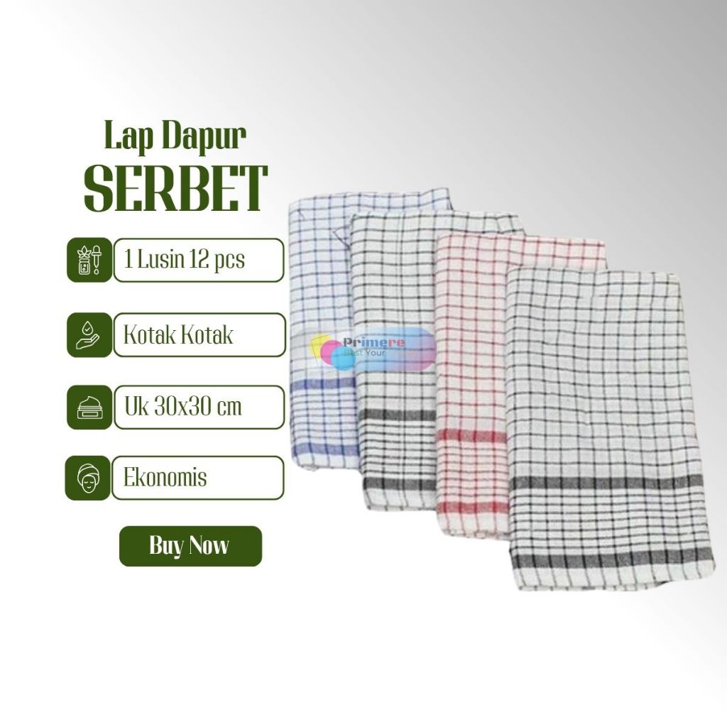 Jual Kain Lap Serbet Makan Dapur 1 Lusin Ukuran 30x30cm Murah | Shopee ...