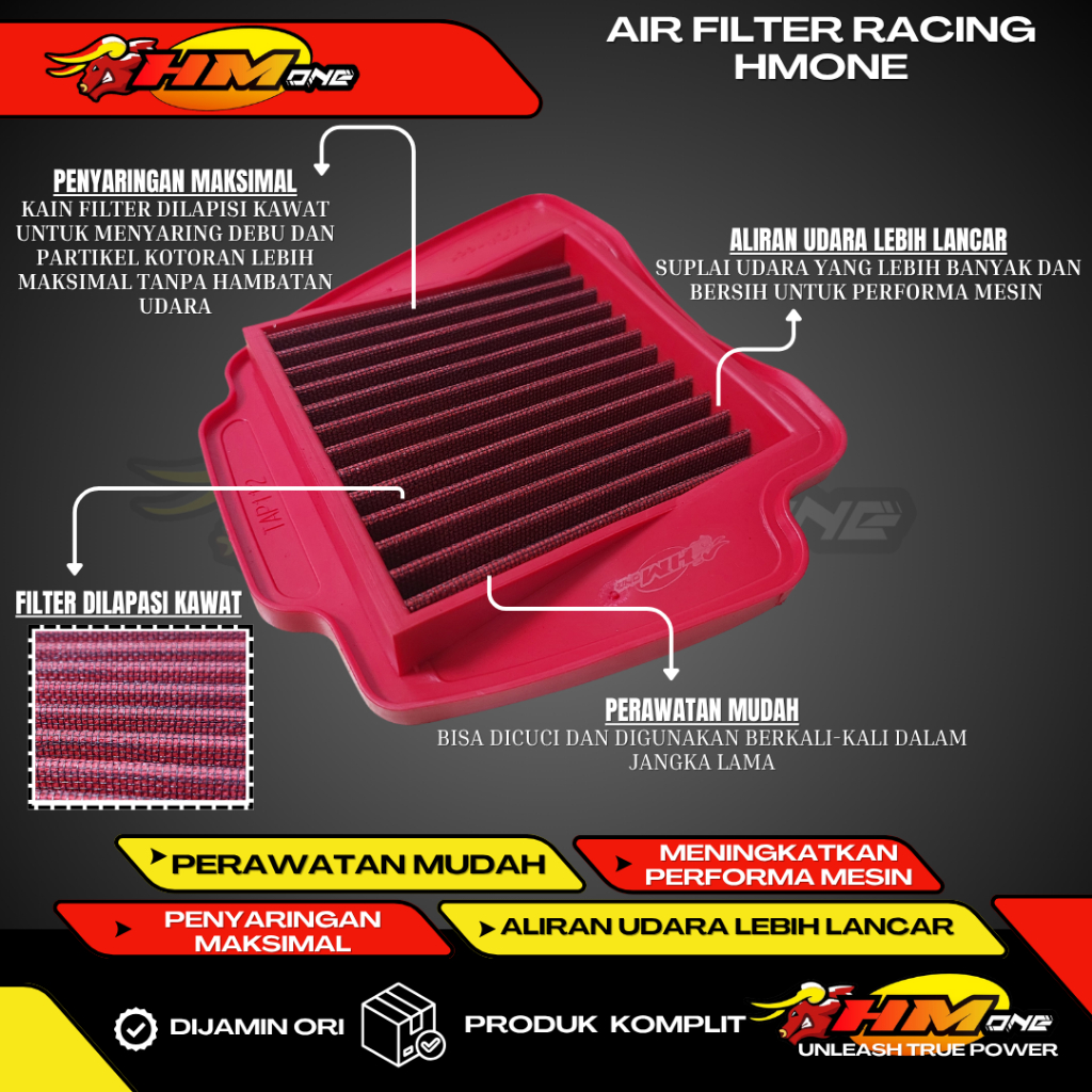 Jual filter udara racing hmone pcx 160 vario 160 adv160 honda saringan ...
