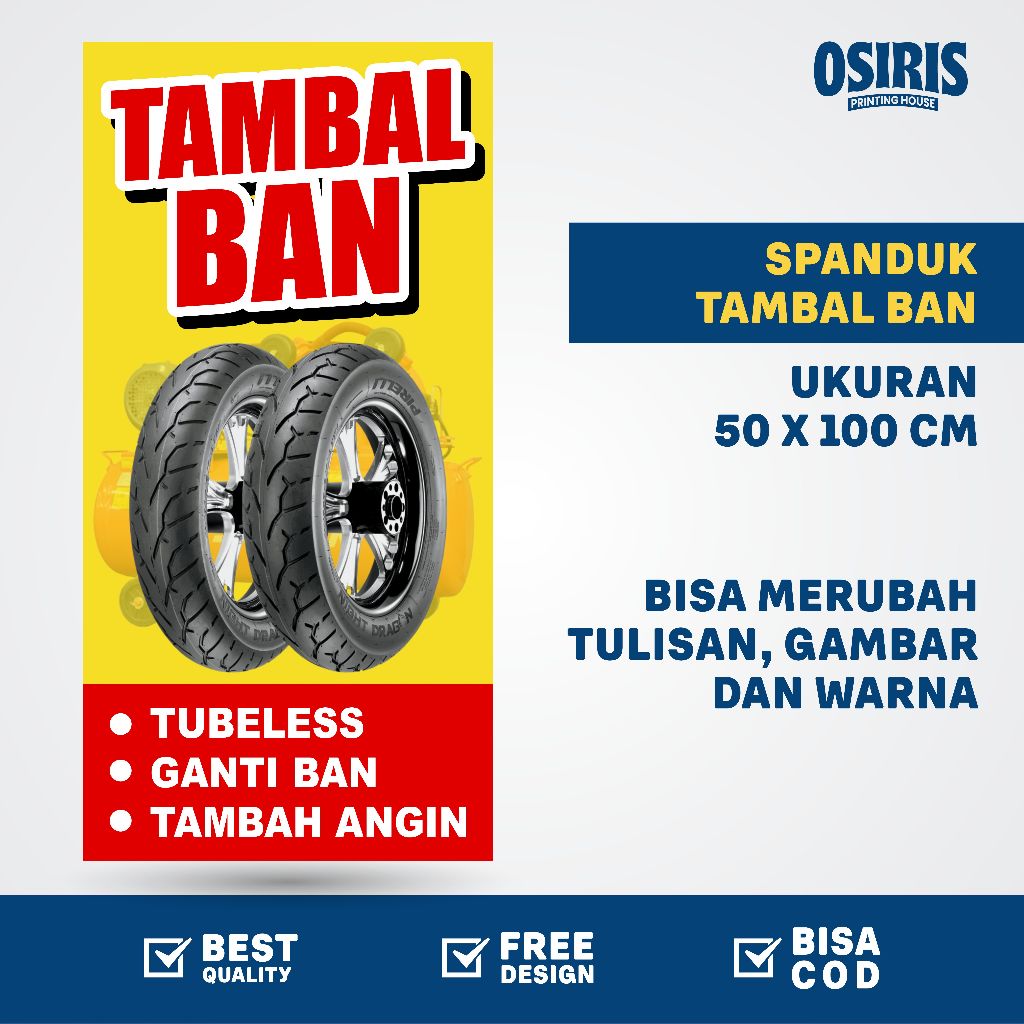 Jual CETAK SPANDUK/BANNER TAMBAL BAN - UKURAN 50 X 100 CM | Shopee ...
