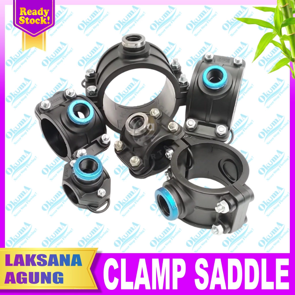 Jual [Okuma] Hdpe Clamp Saddle Hdpe 1-1/2" / 1.5" pdam | Clamp Saddle 50mm Hdpe pipa Pvc ...