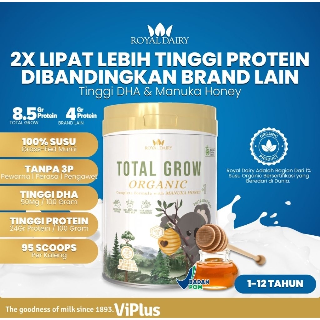 Jual (TOTAL GROW) Royal Dairy Total Grow Organic 800 Gram - USIA 1-15 ...