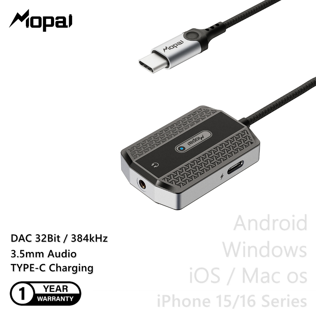 Jual MOPAI - KT521 Splitter otg TYPE C to JACK 3.5MM + TYPE C (DAC CHIP ...