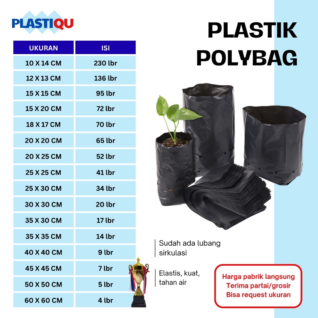 Jual Plastik Polybag Polibag Semai Tanaman Kecil Sedang Besar | Shopee ...