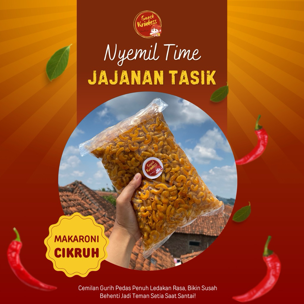 Jual Makaroni Cikruh 500gr (Tanpa Daun Jeruk) Pedas Gurih - Makanan ...