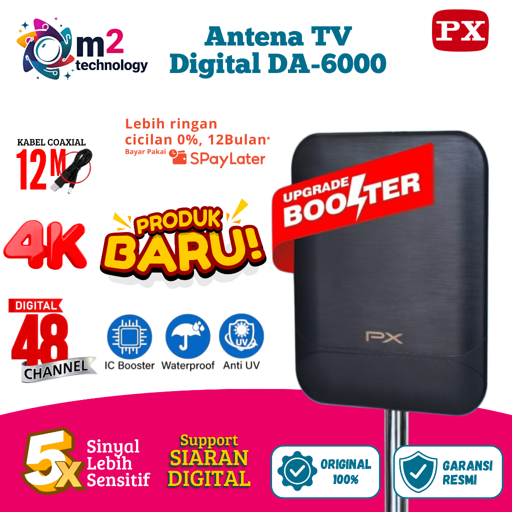 Jual Antena TV Digital Indoor Outdoor + Booster Antenna DVBT2 4K PX DA ...