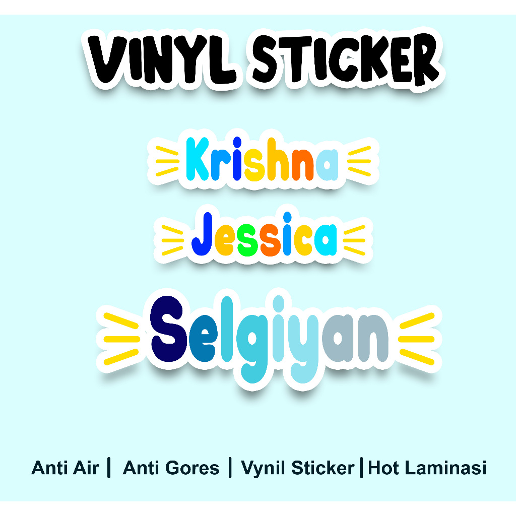 Jual Stiker Nama Anak Custom Waterproof - Vinyl Sticker Laminasi Hot ...