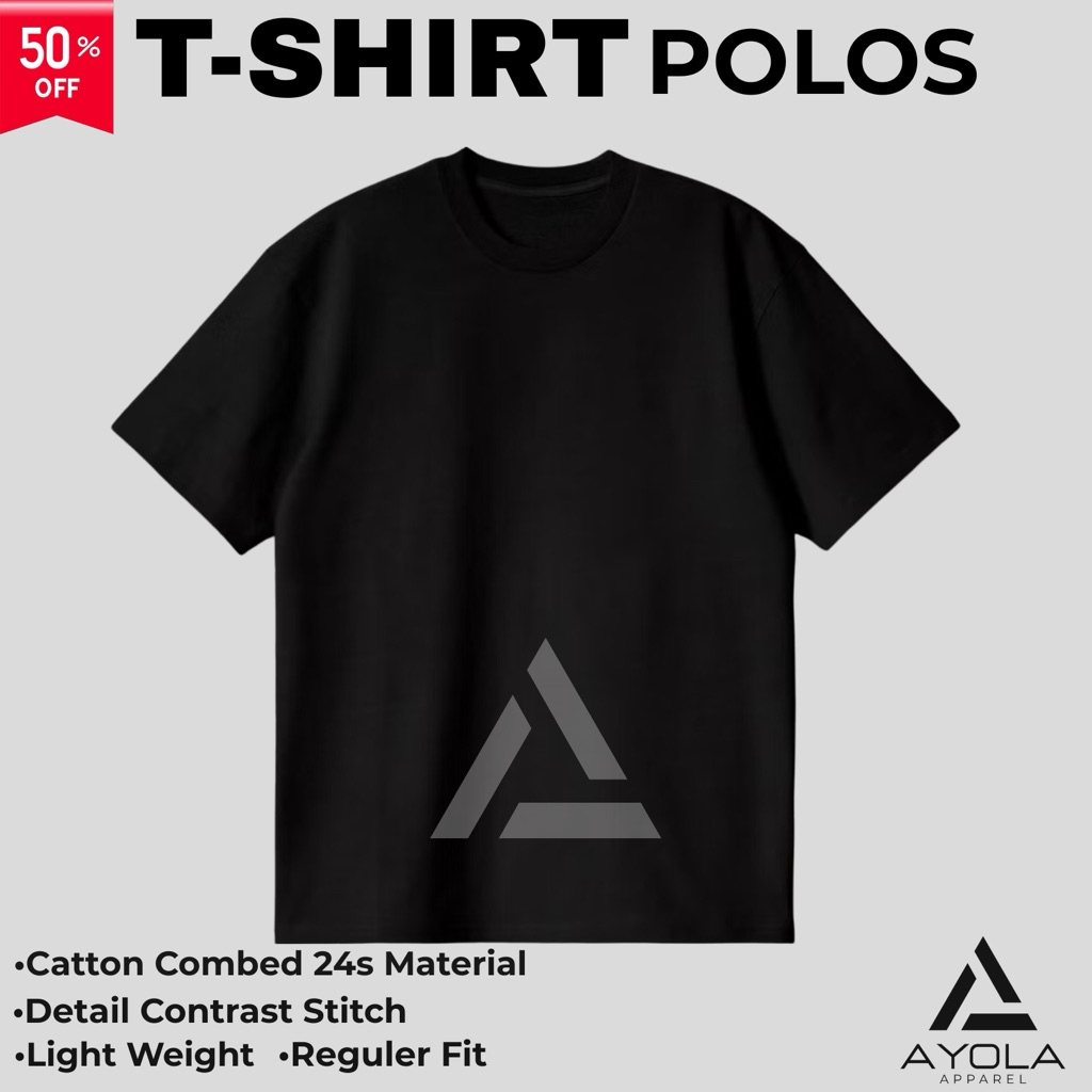 Jual Baju Kaos Polos Pria Distro Hitam Lengan Pendek Catton Combed 24s ...