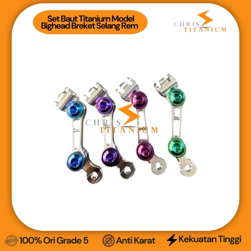 Jual Set Baut Titanium Model Bighead Breket Selang Rem Titanium Gr5 | 2 ...