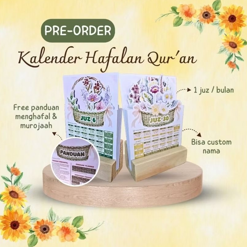 Jual Kalender Hafalan Qur'an Aesthetic 30 Juz Custom Nama | Shopee ...