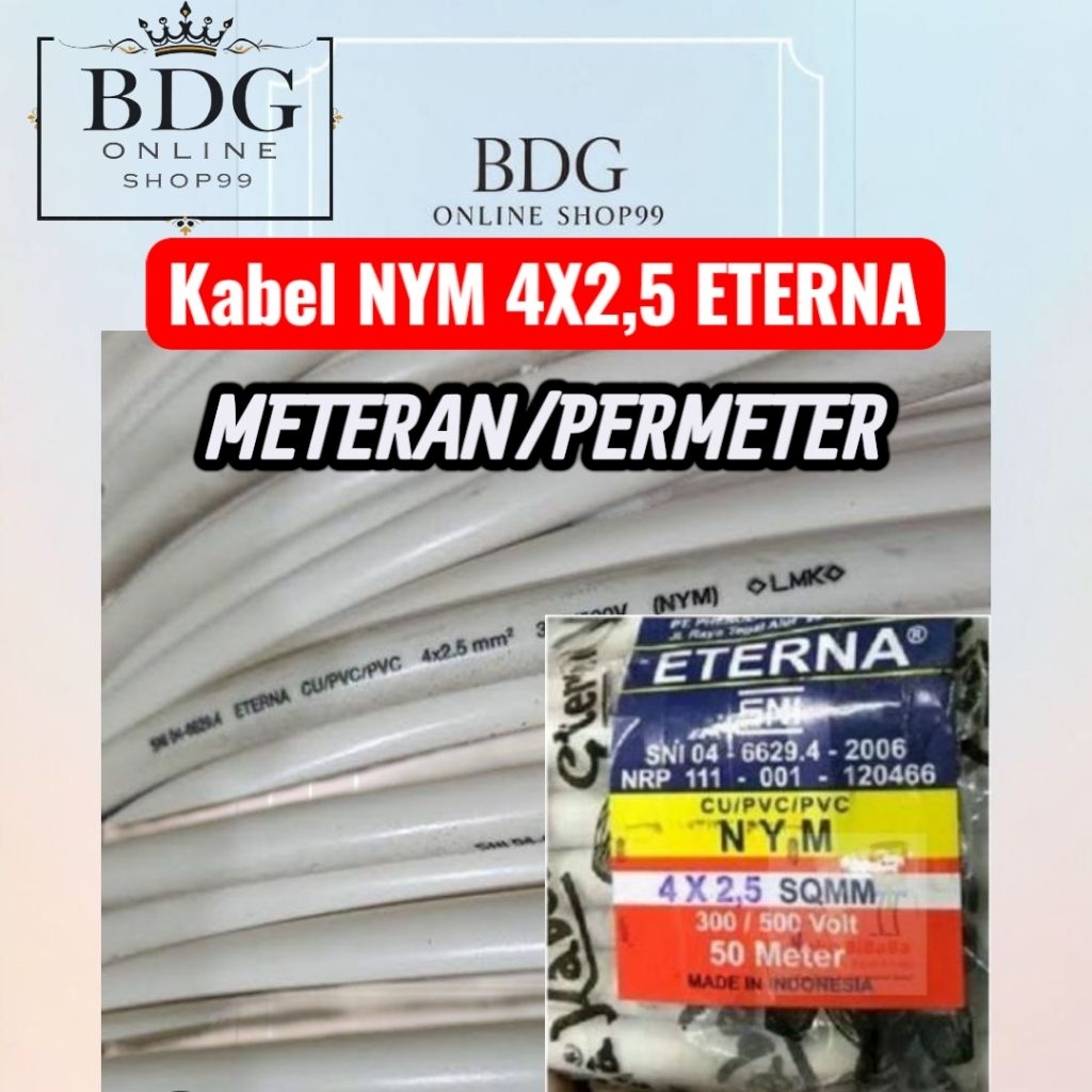 Jual KABEL LISTRIK ETERNA NYM 4X2.5 (1 meter)4X2,5 METERAN ECERAN | Shopee Indonesia
