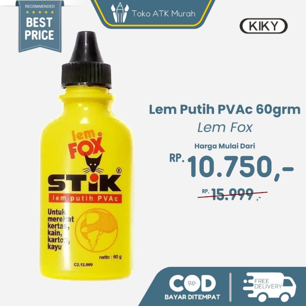 Jual Lem Fox Stik - Lem Putih PVAc 60grm | Lem Kertas & Kerajinan ...