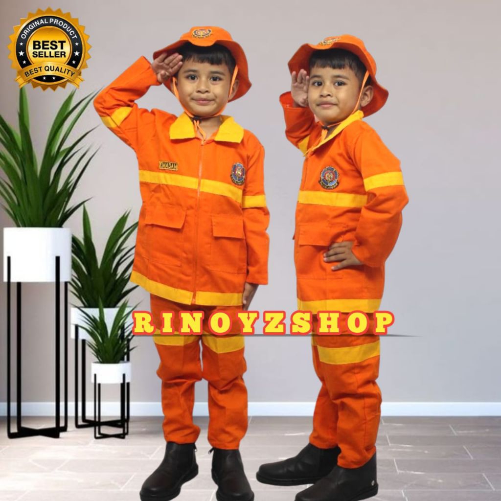 Jual Baju Damkar Anak / Baju Pemadam Kebakaran Anak /KOSTUM ANAK DAMKAR ...