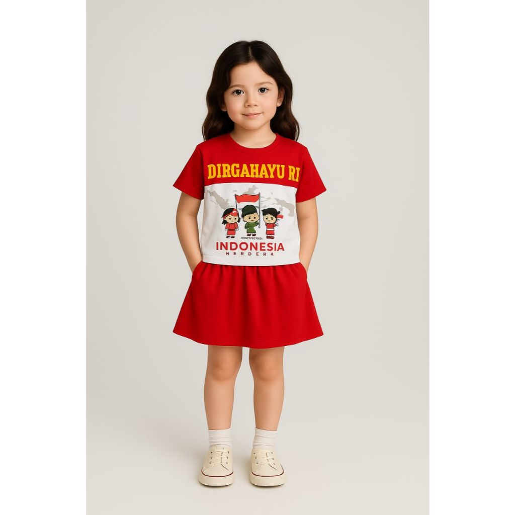 Jual setelan merah putih anak perempuan model rok kemerdekaan indonesia usia 6 bulan sampai 6 ...