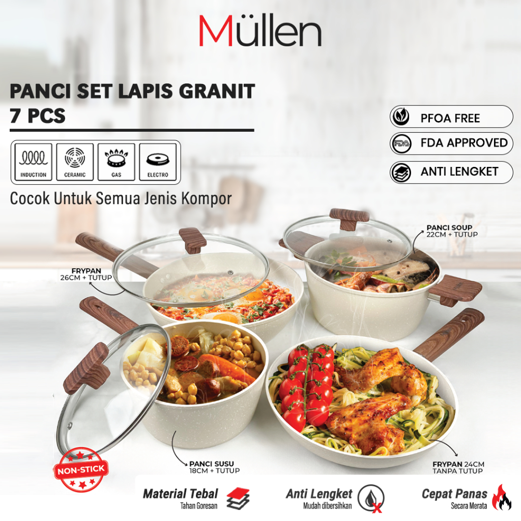 Jual Mullen Cookware Panci Set Wajan Penggorengan Isi 4 Pcs 1 Set ...