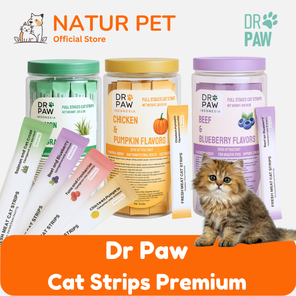 Jual DR PAW CAT STRIPS FUNGSIONAL SNACK KUCING DEWASA DAN JUNIOR ...