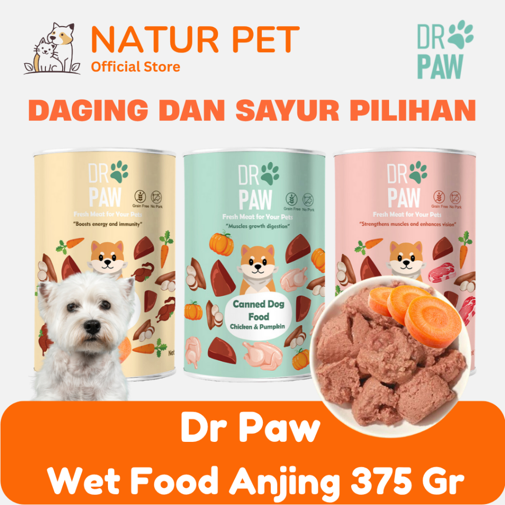 Jual DR PAW Makanan Pokok 375 gr Anjing Basah Tinggi Protein untuk Anak ...