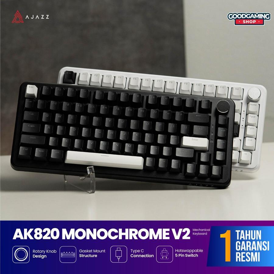 Jual AJAZZ AK820 Monochrome V2 75% Hotswappable Keyboard With Gasket ...