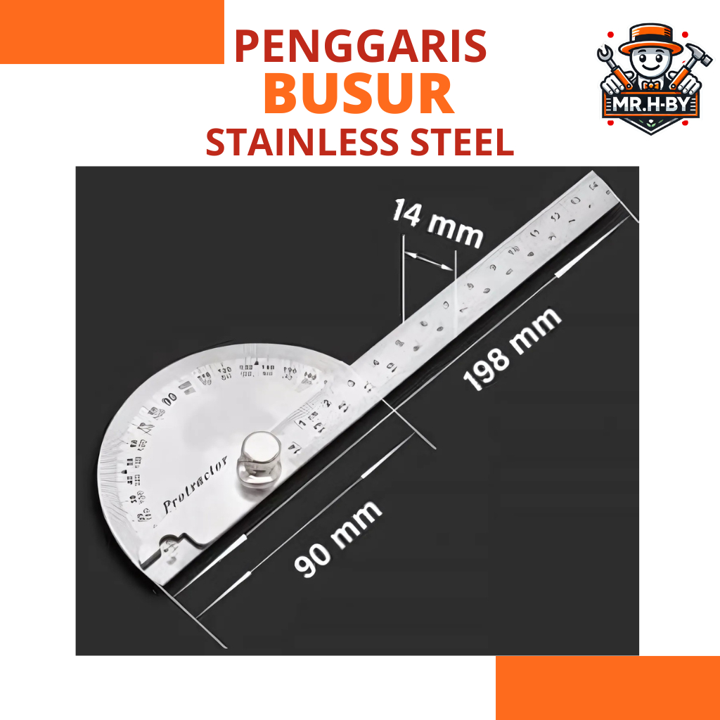 Jual Penggaris Busur Derajat Protector Tukang Bahan Stainless Steel 14 ...